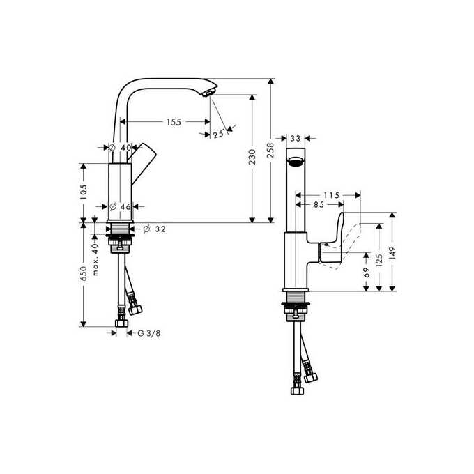 Bateria umywalkowa chrom Hansgrohe Metris 31081000 - Home100.pl