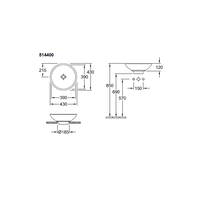 Villeroy&Boch Loop&Friends umywalka stojąca na blacie 43 cm 51440001 ...