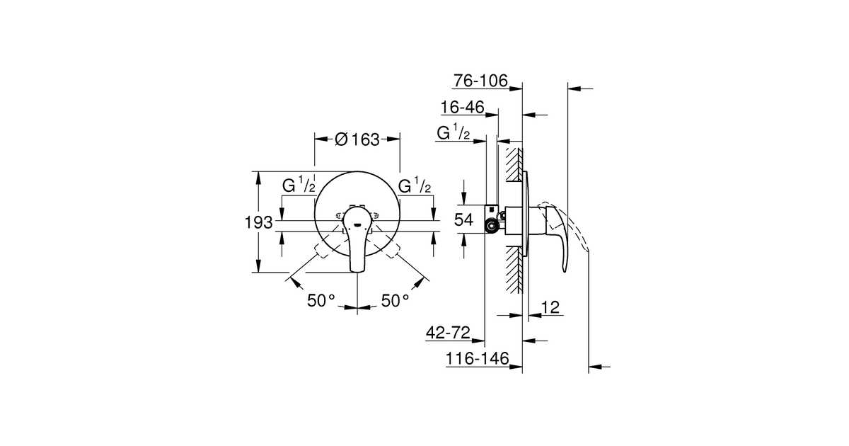 GROHE Eurosmart - jednouchwytowa bateria prysznicowa do ściennego ...