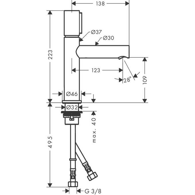 AXOR Uno Bateria umywalkowa Select 110 45012000 - Home100.pl