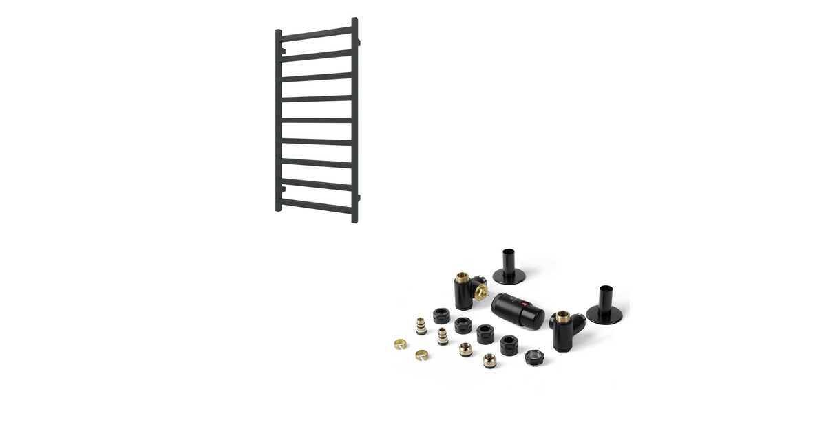 [Zestaw] Terma SIMPLE Grzejnik łazienkowy 108x50cm RAL 9005 mat ...