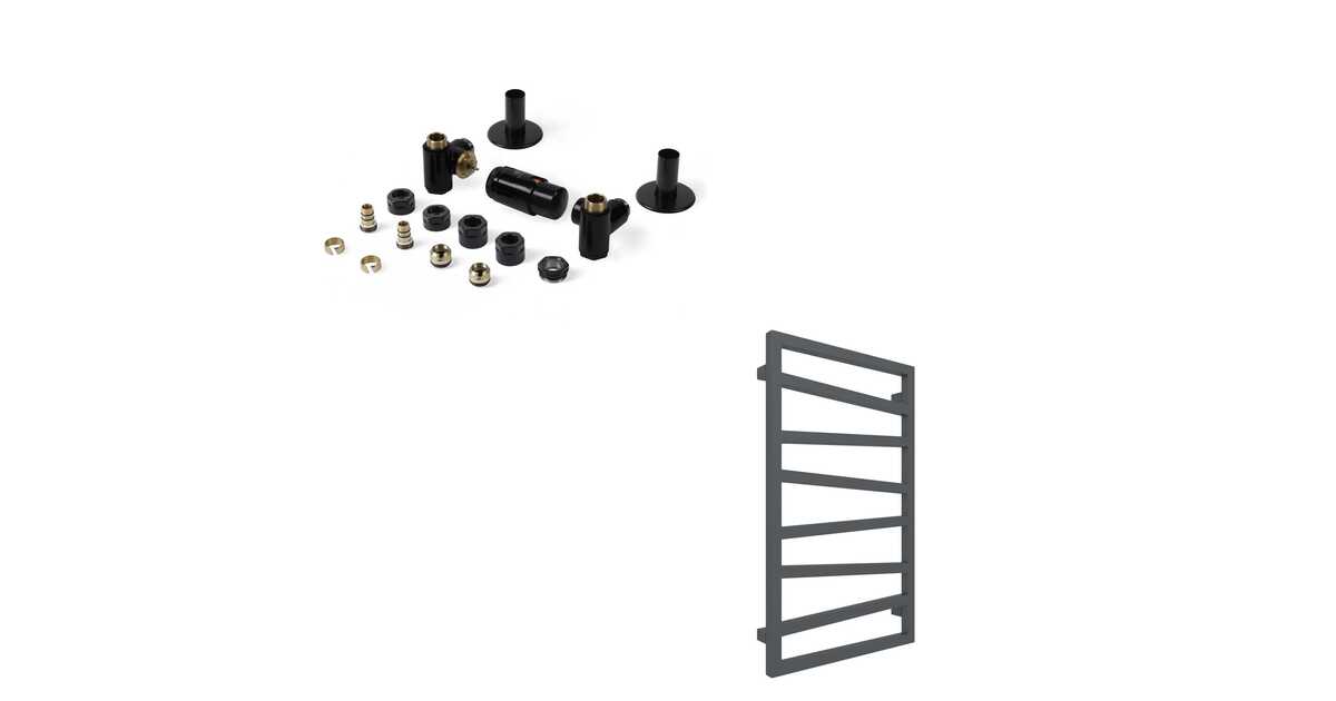 [Zestaw] Terma ZIGZAG Grzejnik łazienkowy 83x50cm Metallic Black WGZIG083050-KMBCSX + Terma ...