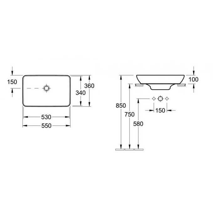 Villeroy&Boch Venticello umywalka nablatowa 55x36cm 41135501 - Home100.pl