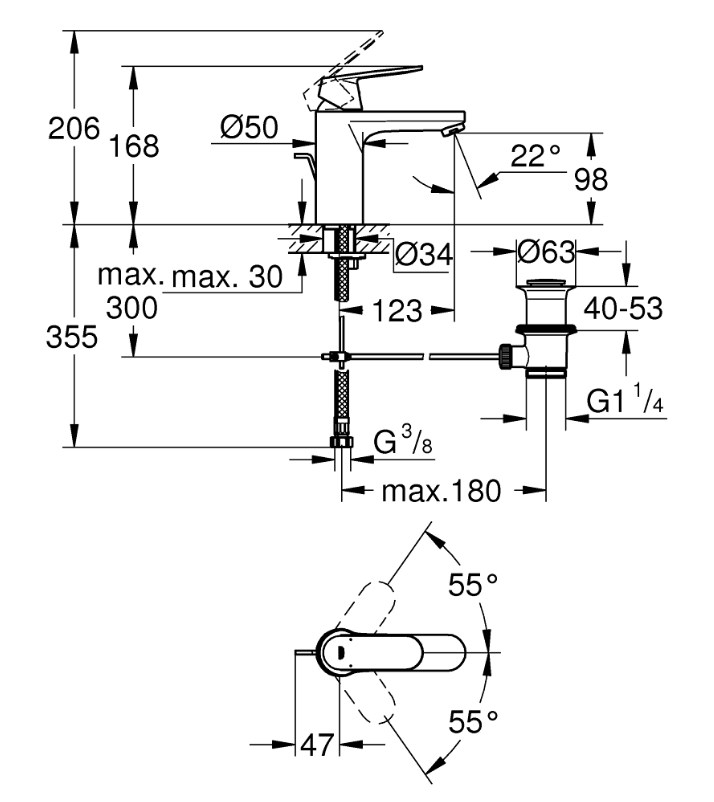 Grohe Eurosmart Cosmopolitan bateria umywalkowa rozmiar M chrom ...