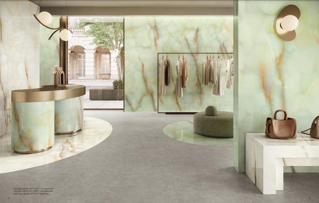 Emil Ceramica Tele Di Marmo Pure Onyx Giada Silktech Rett. 60x120 cm EMKA - płytka podłogowa i ...