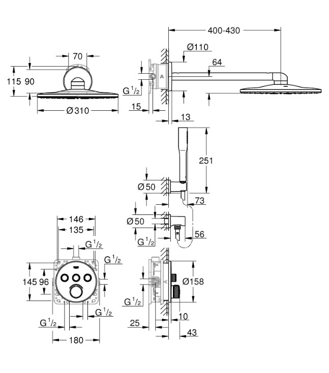 Grohe Grohtherm Smartcontrol zestaw prysznicowy podtynkowy chrom ...