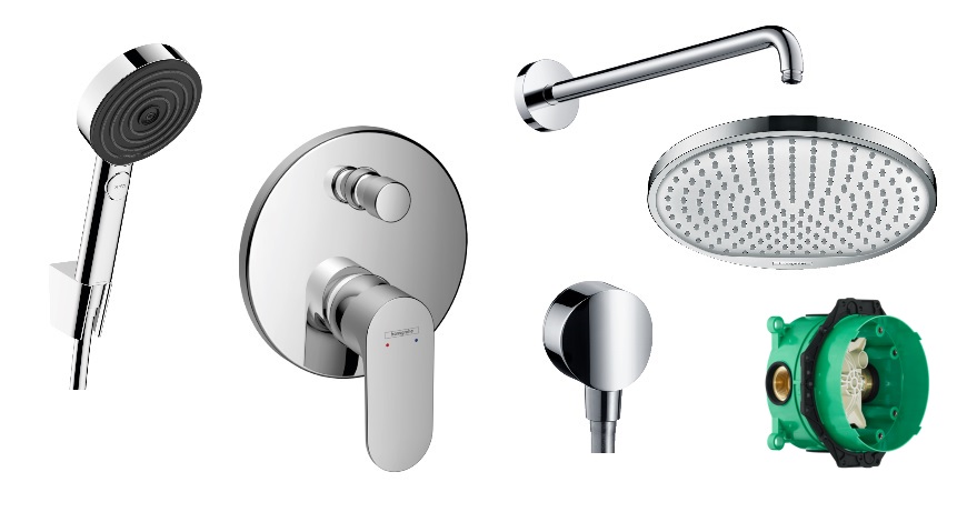 Hansgrohe Rebris S zestaw natryskowy podtynkowy z deszczownicą chrom ...